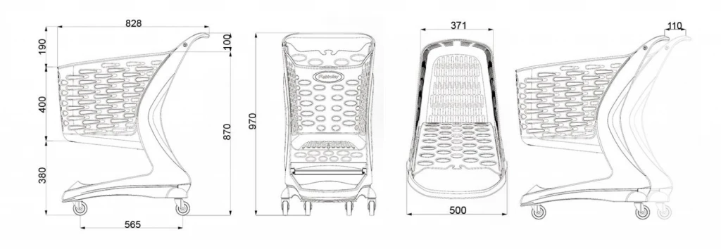 Покупательская тележка пластиковая RABTROLLEY Trolley 80L MINI ECO ...